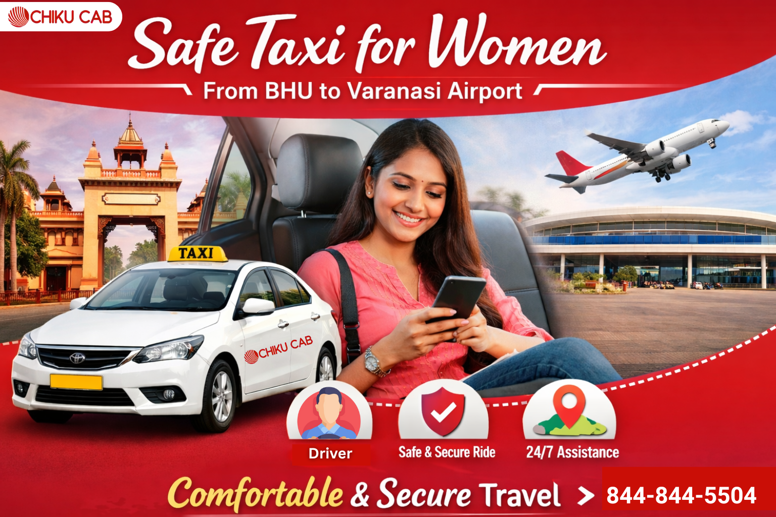 Safe Taxi for Women from BHU to Varanasi Airport | 24×7